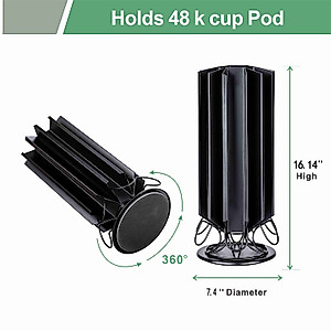 ZCDCP K Cup Holder, Keurig Pod Holder Stand Carousel with 360 Degree, 48 Pods Coffee Pod Holder for K Cups Organizer, Black