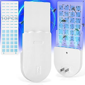 Gnat Trap for House Plug in, 2 Pack Electric Bug Zapper Plug in Wall, Gnat Moth Catcher, House Flying Insect Trap with Night Light Bug Zapper for Flies [2 Device + 10 Glue Cards]