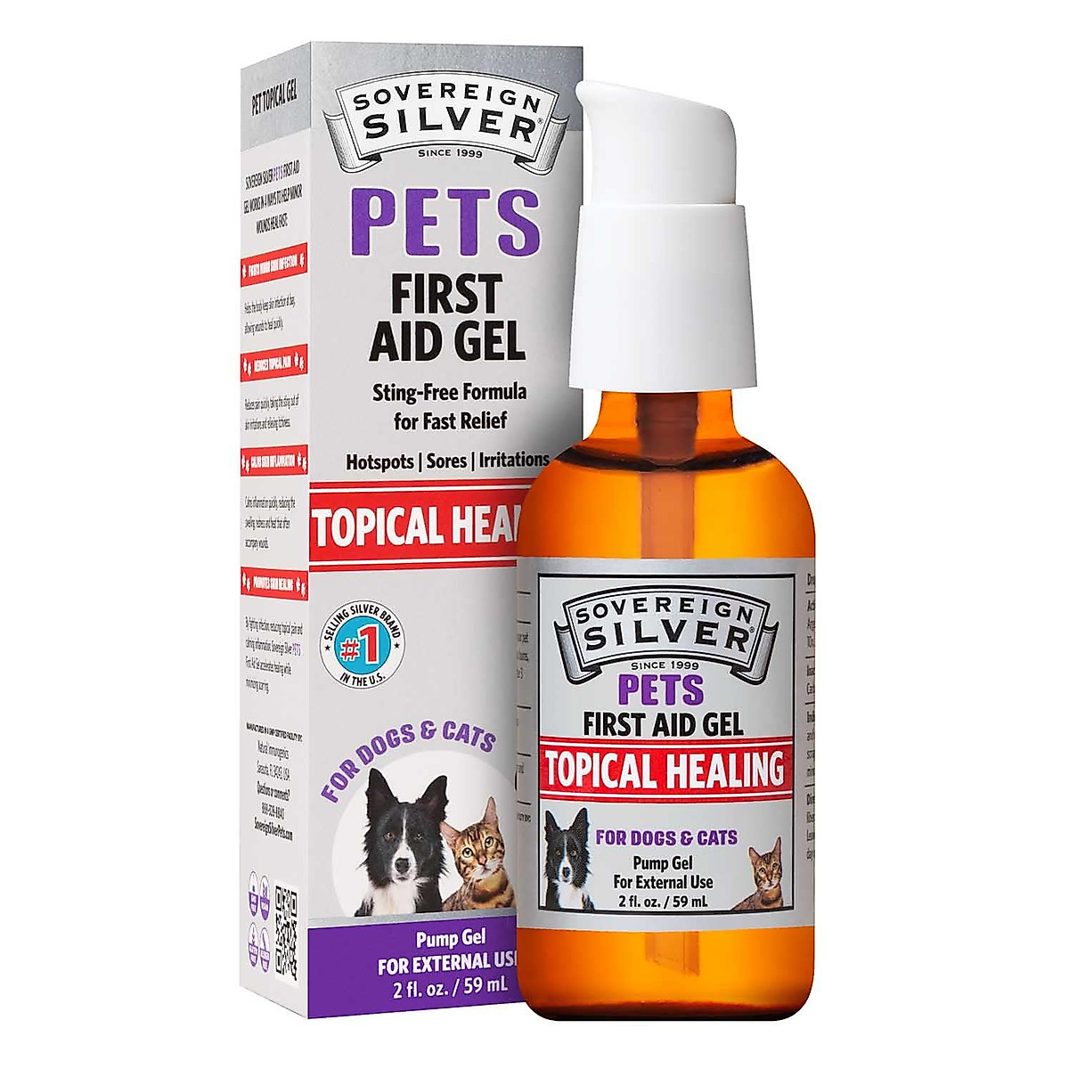 Sovereign Silver First Aid Gel for Pets - Topical Healing for Dogs and Cats, 2oz Pump Gel