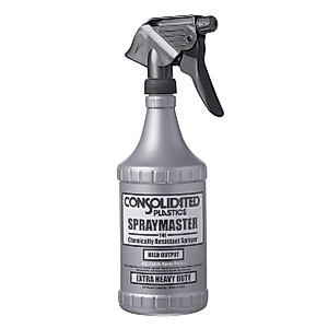 Consolidated Spraymaster Spray Bottle with Acetone Resistant Leakproof Sprayer, HDPE, Gray, 32oz., 6 Pack