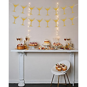 Adachffy Golden Martini Cup Banner Garland for Bachelorette Party Decorations, Bridal Shower, Martini Birthday Party,Cocktail Parties Decor