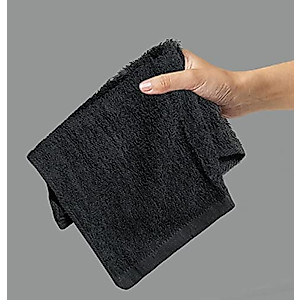 TOALLA 100% Cotton Washcloths 60 Pack|400 GSM|Soft Washcloth for Face|Washcloth Bulk Pack|Washcloth for Body and Face|Highly Absorbent|Fingertip Towel|Washcloth for Bath Room|12 x 12 in|Black