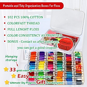 218pcs+ Embroidery Floss Cross Stitch Threads,Bracelet String Kit with Organizer Storage Box-Included 110pcs Friendship Bracelet Craft Floss,100pcs More Cross Stitch Tools Embroidery Kit for beginners