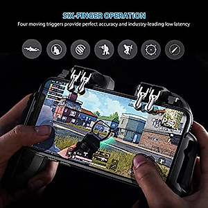 Mobile Game Controller with Cooling Fan/Phone Holder, Phone Gamepad for PUBG/Fortnite/Call of Duty, L1R1 Mobile Triggers for 4.7”-6.5” iOS Android Phones