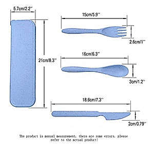 Travel Utensil Set with Case, 4 Sets Wheat Straw Reusable Spoon Knife Forks Tableware, Eco Friendly Non-toxin BPA Free Portable Cutlery for Travel Picnic Camping or Daily Use