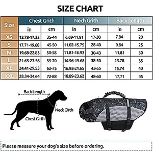 LETSQK Dog Life Jacket Dog Safety Vest with Adjustable Buckles for Small Medium Large Dogs, Pet Life Preserver Jacket with Durable Rescue Handle for Swimming,Surfing,Boating,Hunting