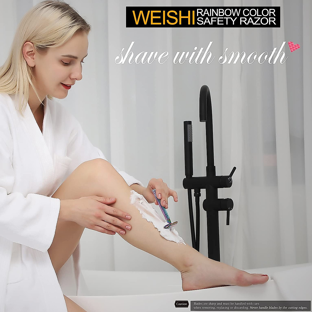 WEISHI Safety Razor Butterfly Open Double Edge Elegant Rainbow Color