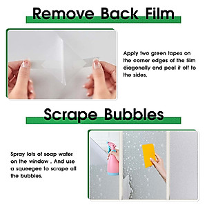 Coavas Window Privacy Film Frosted Glass Window Clings Bathroom Door Window Coverings Day and Night Privacy Peel and Stick Sun Blocking Decorative Frosting Home Window Tint (35.4 x 118.1 Inch, Pure)