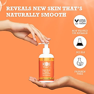 Koji White Kojic Acid & Papaya Body Lotion, Women Gift Sets for Skin Brightening, Nourishing, Skin Radiance, Rejuvenate Skin Cells, Quick Absorbing, Vegan, Not Tested on Animals, 8.45 Fl Oz (2 Packs)