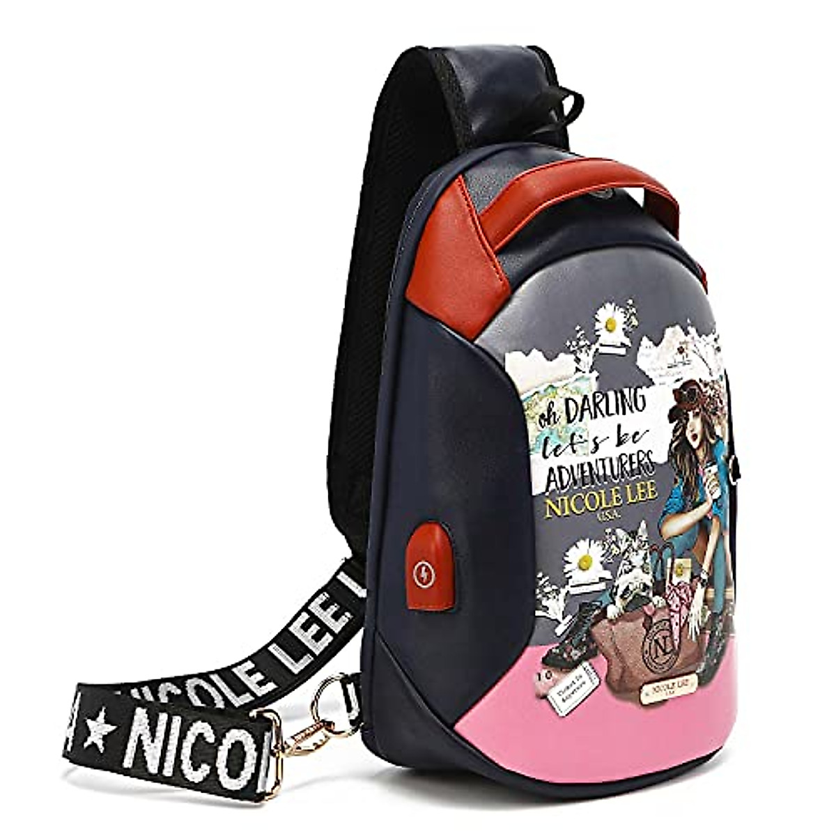 Nicole Lee Sling Backpack with USB Charging and Earphone Ports (JOURNEY OF STEPHANIE)