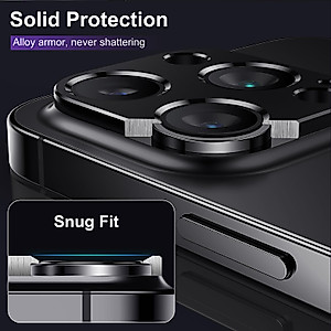 Mothca 2 Pack Camera Lens Protector for iPhone 14 Pro/iPhone 14 Pro Max Matte Alloy Camera Cover [No Affect Photo Quality] No Lens Metal Ring Strong Adhesion Camera Protector Case Friendly (Black)