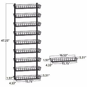 SWOMMOLY Adjustable Wall Mount Spice Rack, 9-Tier Dual-use (Multi-use) Organizer, Black