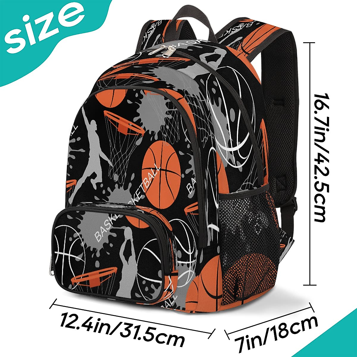 Pardick Basketball Slam Duck School Backpacks for Girls Boys Teens Students - Stylish College Schoolbag Book Bag - Water Resistant Travel Backpacks for Women Men