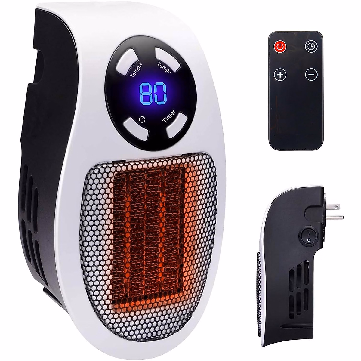 350W&450W Space Heater, Remote Wall Outlet Electric Space Heater as Seen on TV with Adjustable Thermostat and Timer and Led Display, Compact for Office Dorm Room