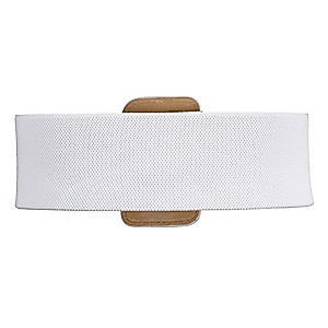 GRACE KARIN Ladies High Stretchy Waist Wide Patent Fashion Plain Leather Belt White XL