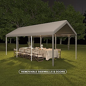 CAPEWORTH Carport,12x20 Heavy Duty Carports,Canopy,Garage,Metal Shed,with 4 Roll-up Ventilated Windows,Outdoor,Storage,Car,Boat,12x20 Gray