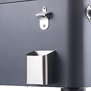 TRINITY 80 Quart Beverage Cooler and Ice Chest with Foosball Table Top and Bottle Opener, Rolling Cart and Storage Shelf, Detachable Tub, 96 Can Capacity, includes Protective Cover, Charcoal Gray