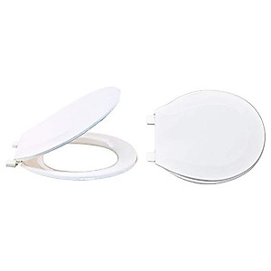 EZ-FLO 65901 Plastic Round Toilet Seat with Lid, White 1 x 14.5 x 15.75"