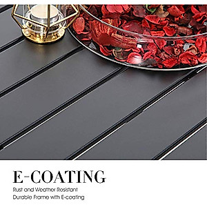 Sophia & William Patio Dining Set, 7 Piece Metal Outdoor Expandable Dining Table Set Bistro Furniture Set - 1 Rectangle Expanding Dining Table and 6 Backyard Garden Outdoor Chairs, Black