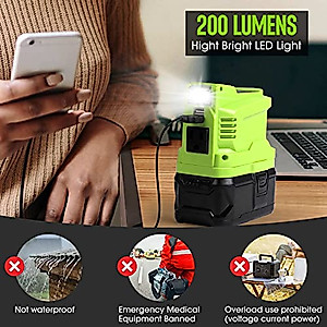 Powered Inverter Generator for Ryobi 18V Volt Battery, 150 Watt Portable Power Inverters with Dual USB & LED Light, DC 18V to AC 110~120V with AC Outlets, Modified Sine Wave Power Inverter