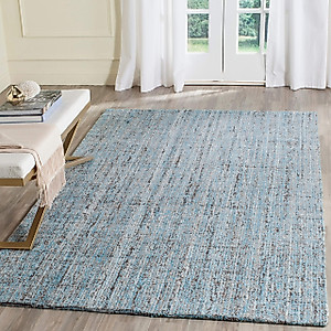 SAFAVIEH Abstract Collection Area Rug - 8' x 10', Light Grey, Handmade Wool & Viscose, Ideal for High Traffic Areas in Living Room, Bedroom (ABT141E)