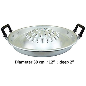 Cozinest Mookata Thai Korean BBQ Smoke Steak Grill Charcoal Pan Pork Hot Pot Aluminium Asian Cookware Style 12" 14" 16" (12 inch (30 cm))