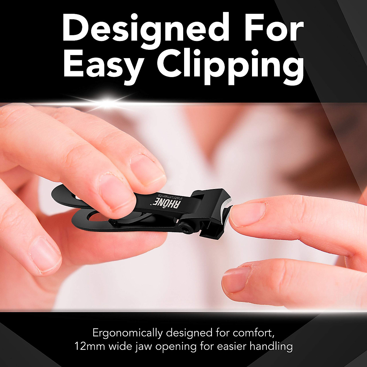 Rhône Instruments Nail Clippers - 420J2 Surgical Grade Japanese Steel, Extra Wide Jaw, Cuts Thick Nails, Professional Sharp Curved Fingernail and Toenail Clipper for Manicure & Pedicure