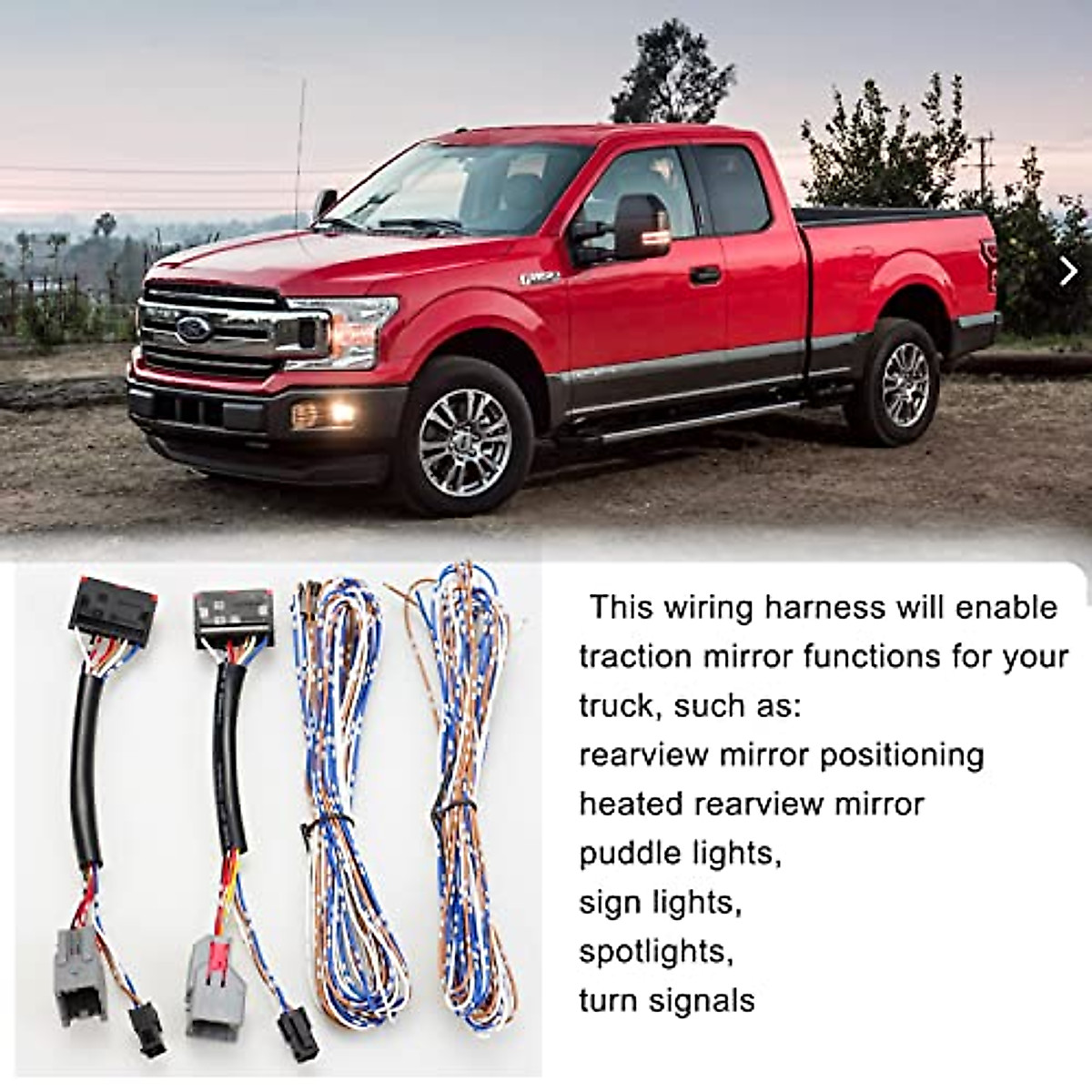 2 Pcs Tow Mirrors Adapter Harness Fit for Ford F150 Truck 2015-2018 Mirrors Conversion Wiring 8 pin to 22 pins Connector