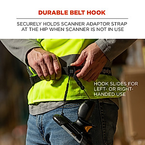 Ergodyne Squids 3135 Barcode Scanner Belt with Hook, Includes Carrying Strap for Bar Code Scanners, Black, Large