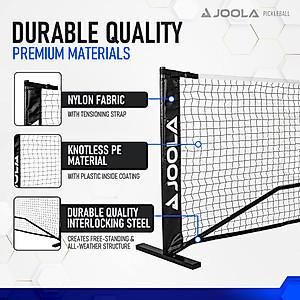 JOOLA Essentials Pickleball Net - Regulation Height 36" at Posts & 34" at Center, USAPA Recommended 22' Length - Steel Frame & Durable Net, Portable Pickleball Net Includes Carry Bag