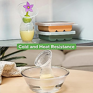 haakaa Manual Breast Pump with Suction Base and Flower Stopper Set for Breastfeeding (4oz/100ml)(Purple)