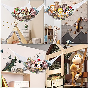 BESTBEL 82 IN Large Stuffed Animal Net Strong Toy Hammock for Stuffed Animals Organizer Storage Jumbo Toy Net Hammock with Hooks Sturdy Plushie Hammock for Hanging Toy Storage 2 Pack