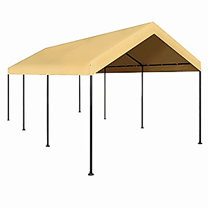 ENGiNDOT 10x20ft Heavy Duty Carport with Removable Sidewalls & Doors, Rolling Curtains, Portable Garage for Auto, Boat & Market Stall, Car Canopy with UV Resistant Tarp for Party & Wedding