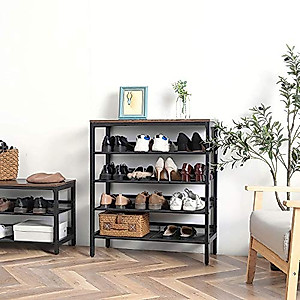 HOOBRO 5-Tier Shoe Storage and 8 Tier Shoe Rack, with 7 Metal Shelves, Saving Space, Hold 14-16 Pairs of Shoes, Adjustable Shoe Organizer Shelf for 16 Pairs, Durable, for Entryway, Dorm Room