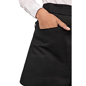 Chef Works Unisex Largo Half Bistro Apron, Black, One Size