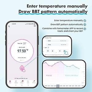 Femometer Basal Body Thermometer, Basal Thermometer for Ovulation, BBT for Fertility Tracking, Soft Backlight and Memory Recall, FM-VC-301(White)
