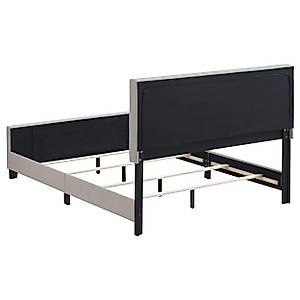 Coaster Home Furnishings Fairfield Contemporary Fabric Upholstered Eastern King Size Panel Bed Frame 50-inch Headboard Beige 305952KE