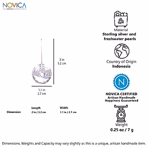 NOVICA Artisan Handcrafted .925 Sterling Silver Drop Dangle Earrings | Freshwater Cultured Pearl Drop Earrings | Handmade Drop & Dangle Earrings | Jewelry Dangle Earring | Birthstone Dangle Earrings