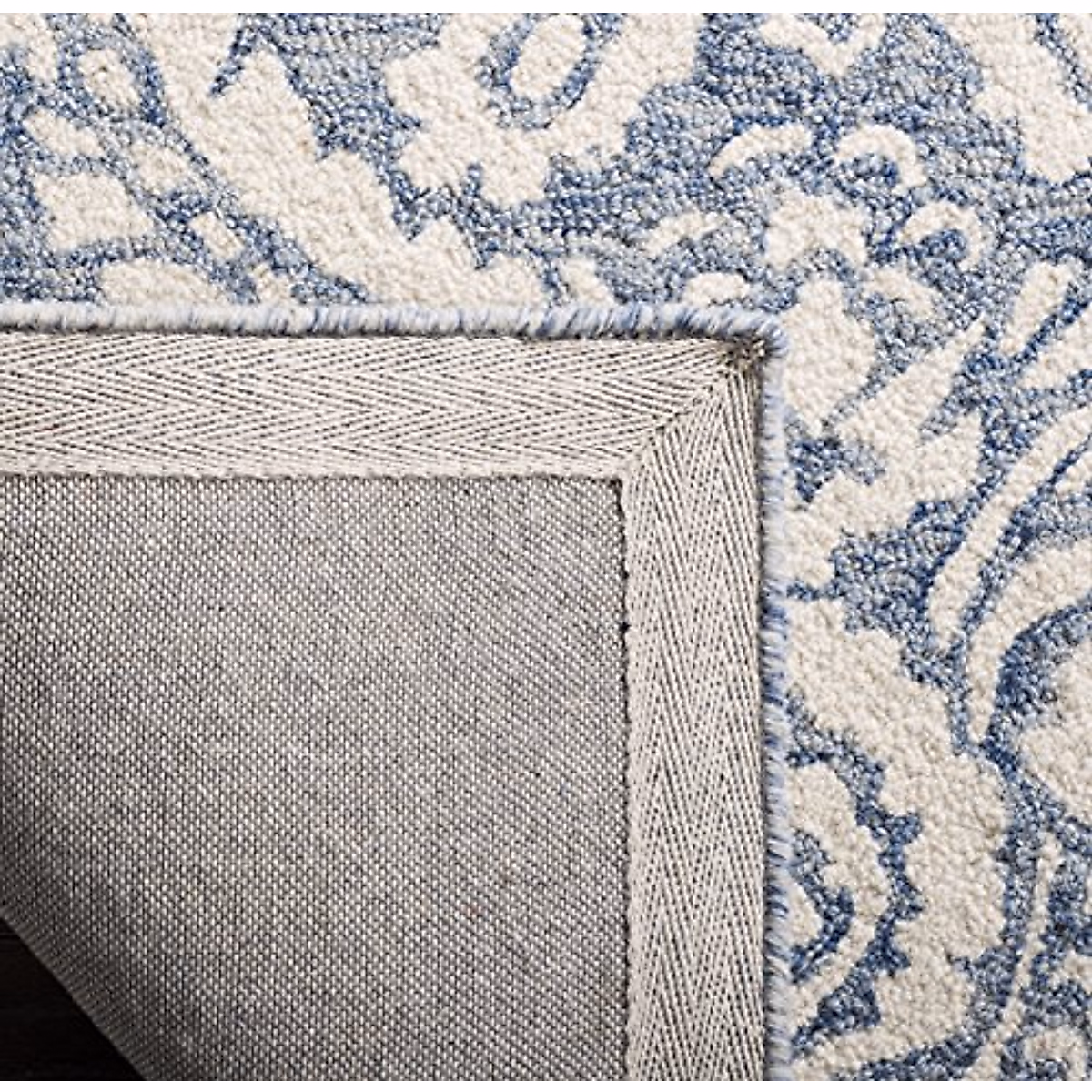 SAFAVIEH Blossom Collection 8' x 10' Blue/Ivory BLM106M Handmade Premium Wool Area Rug