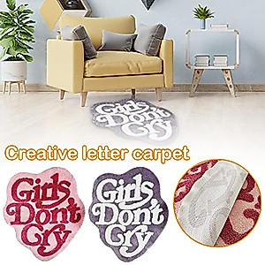 Girls Don't Cry Rug Faux Area Rug Heart Shaped Rug Carpet for Home Living Room Sofa Floor Bedroom