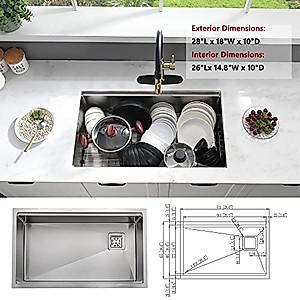 28 Inch Undermoutn Kitchen Sink Stainless Steel- Abironl 28"x18" Under Mount Kitchen Sink Workstation Ledge 16 Gauge Stainless Steel Kitchen Sink Single Bowl Kitchen Sink with Accessories