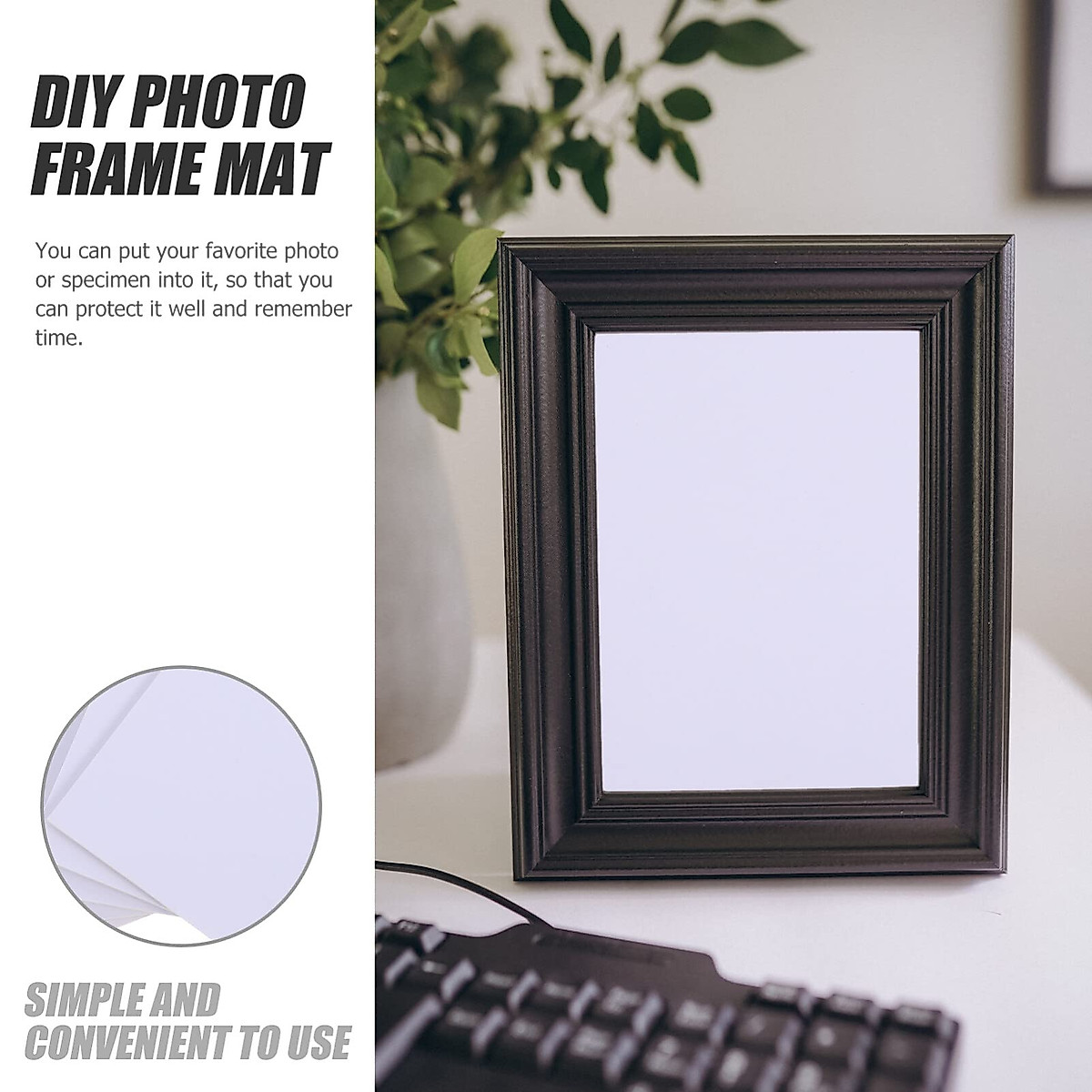 TEHAUX 20pcs White Picture Mat Set Uncut Photo Mats Photo Frame Backing Matting Picture Board Mat Paperboard Core Bevel Cut Mattes for Photos Artworks Craft Supplies