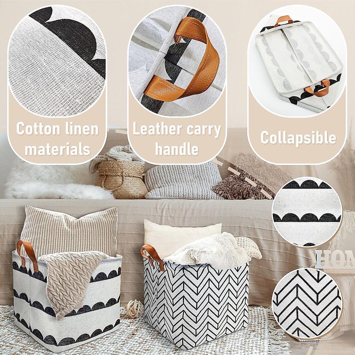 WisePoint Folded Clothing Storage Basket, Waterproof Closet Storage Bin with Metal Frame, Multifuctional Storage Bins for Clothes, Shoes (geometry)