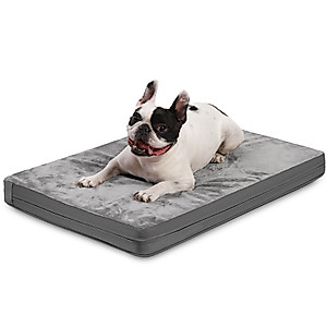 Waterproof Small Dog Bed Crate Pad 24 inch, Washable Puppy Bed Orthopedic with Removable Cover Reversible, Foam Dogs Bed, Cat Bed Kennel Pad 23" x17, Anti-Slip Bottom, Gray
