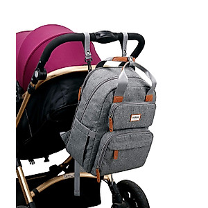 QIMIAOBABY Diaper Bag Backpack, Multifunction Travel Back Pack Maternity Baby Changing Bags (Gray)