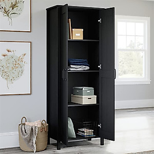 Sauder Engineered Wood 2-Door Storage Cabinet in Raven Oak Finish