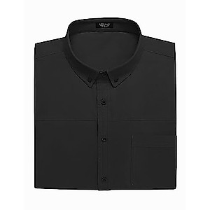 COOFANDY Mens Shirt Muscle Fit Dress Slim Fit Cotton Casual Button Down with Pocket, 01-Black, Large, Short Sleeve