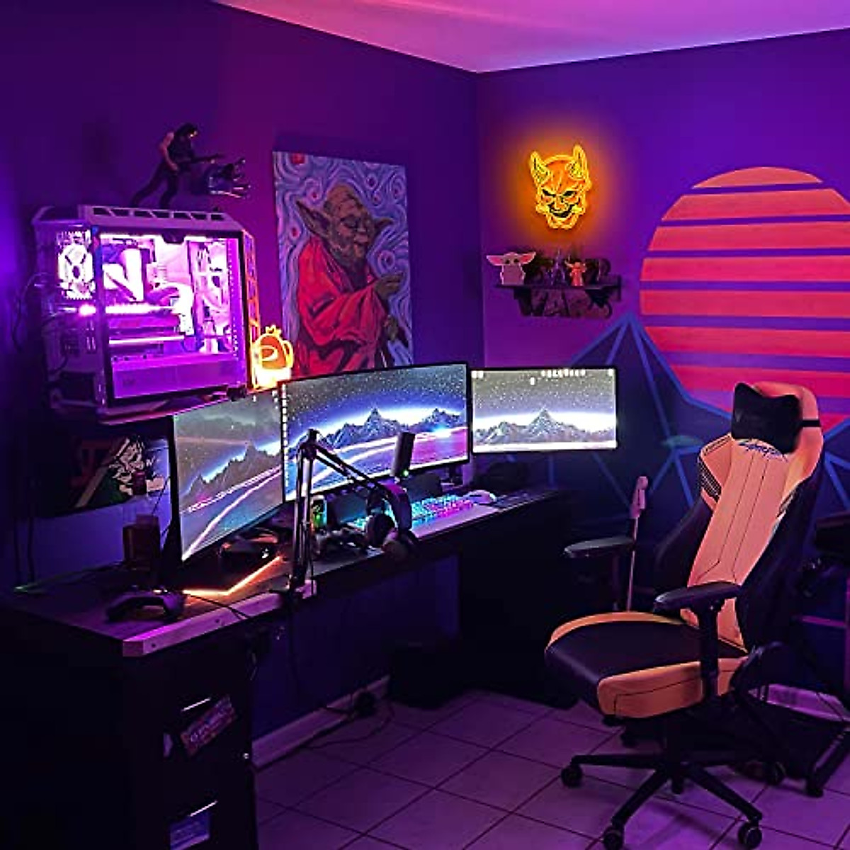 GGK Hannya Mask Neon Sign for Game Room, Tattoo Shop, Tattoo Studio Decor LED Anime Neon Light Wall Sign Cool Room Accessory for Teen, Live Streamer, Influencer, Japanese Demon Evil Spirit Hannya Sign Anime Neon Artwork (Hannya Mask)