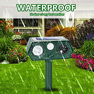 2024 Ultrasonic Animal Repellent, 4 Pack Waterproof Solar Cat Deterrent Outdoor with Motion Sensor for Deer Squirrel Cat Dog Skunk Rabbit Raccoon, Deer Repellent Devices, Skunk Repellent for Yard
