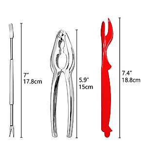 Artcom 7 Piece Seafood Tools Set - 2 Crab Crackers, 2 Lobster Shellers, 2 Crab Forks, 1 Storage Bag